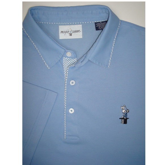 Magic Wear | Shirts | Unworn Magic Wear Light Blue W Checked Trim Golf ...